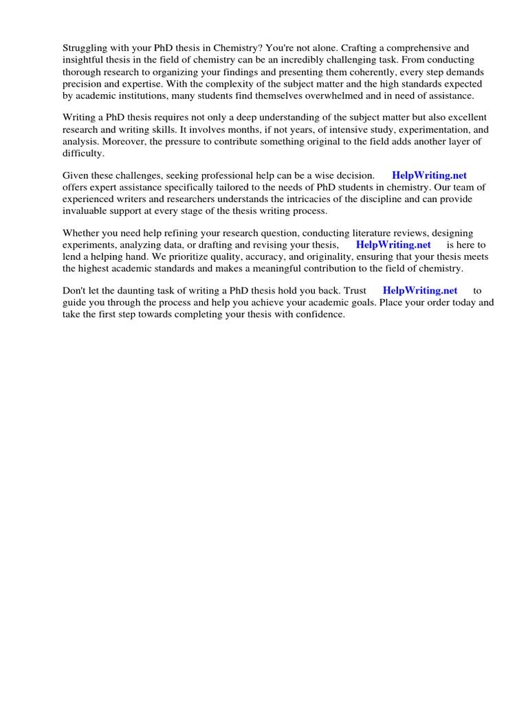 PHD Thesis Chemistry Examples | Download Free PDF | Thesis | Doctor Of ...