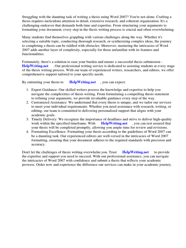 Writing Thesis Using Word 2007 | PDF