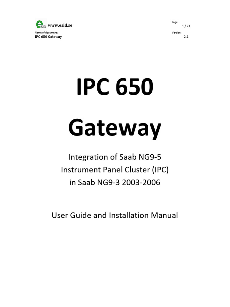 IPC 650 Gateway for Saab 9-3 Integration | PDF | Car Body Styles ...