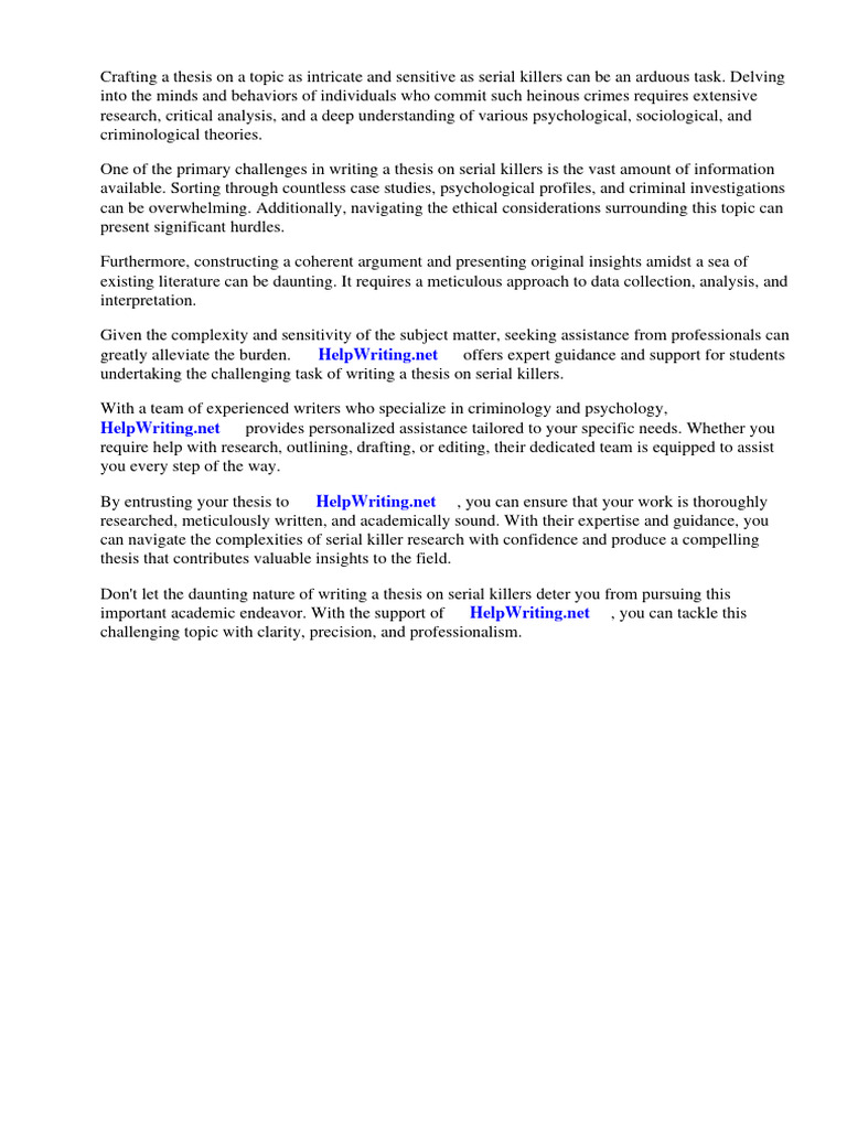 Serial Killer Research Paper Thesis | PDF | Serial Killer | Offender ...