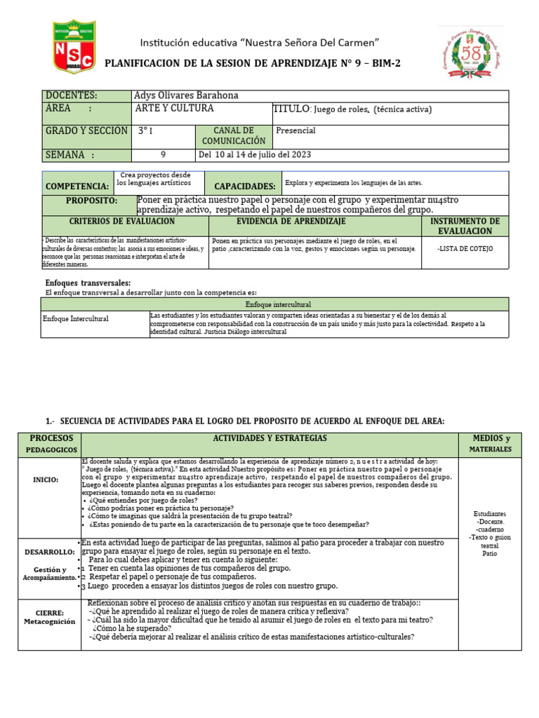 Sesion de Aprendizaje #09 | PDF | Evaluación | Aprendizaje