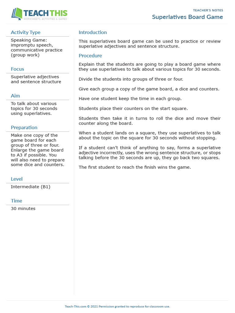 Superlative Board Game | PDF