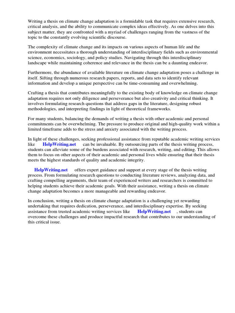 Thesis On Climate Change Adaptation | PDF