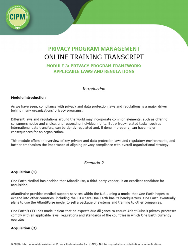 3.CIPM Onl Mod3Transcript | PDF