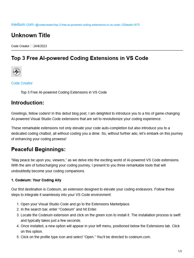 Top AI Coding Extensions for VS Code | PDF | Information Technology | Software Engineering