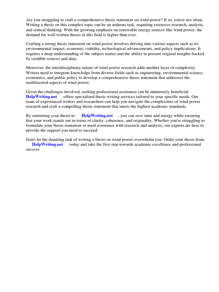 Wind Power Thesis Statements | PDF | Business | Technology & Engineering