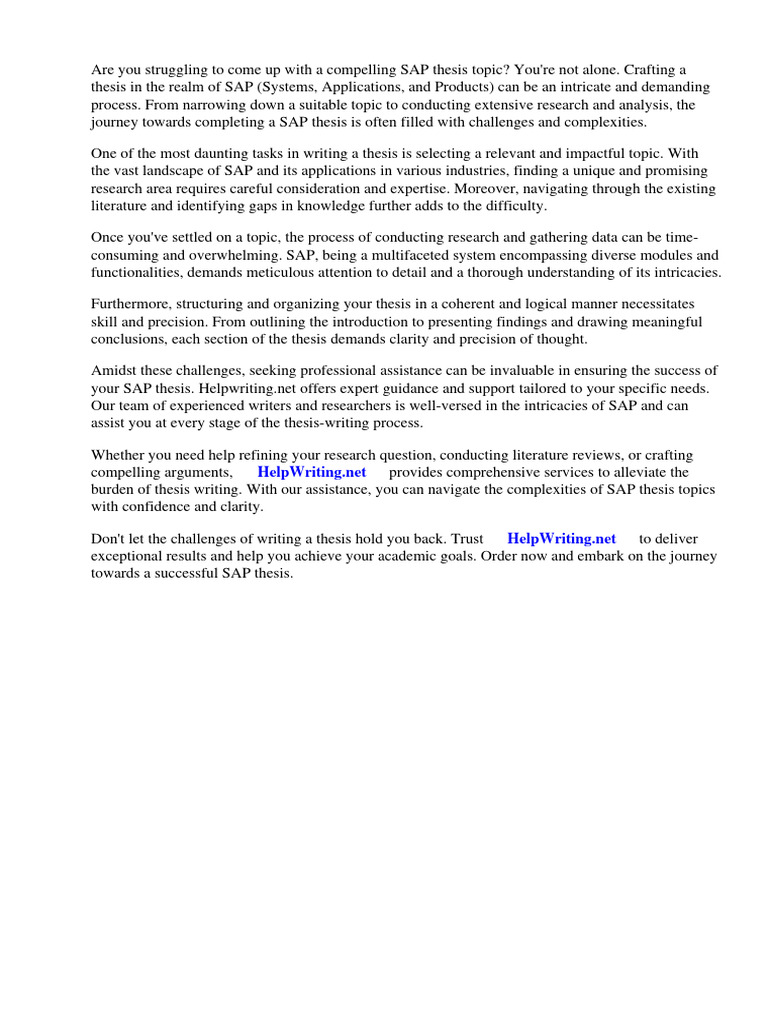 Sap Thesis Topics | PDF