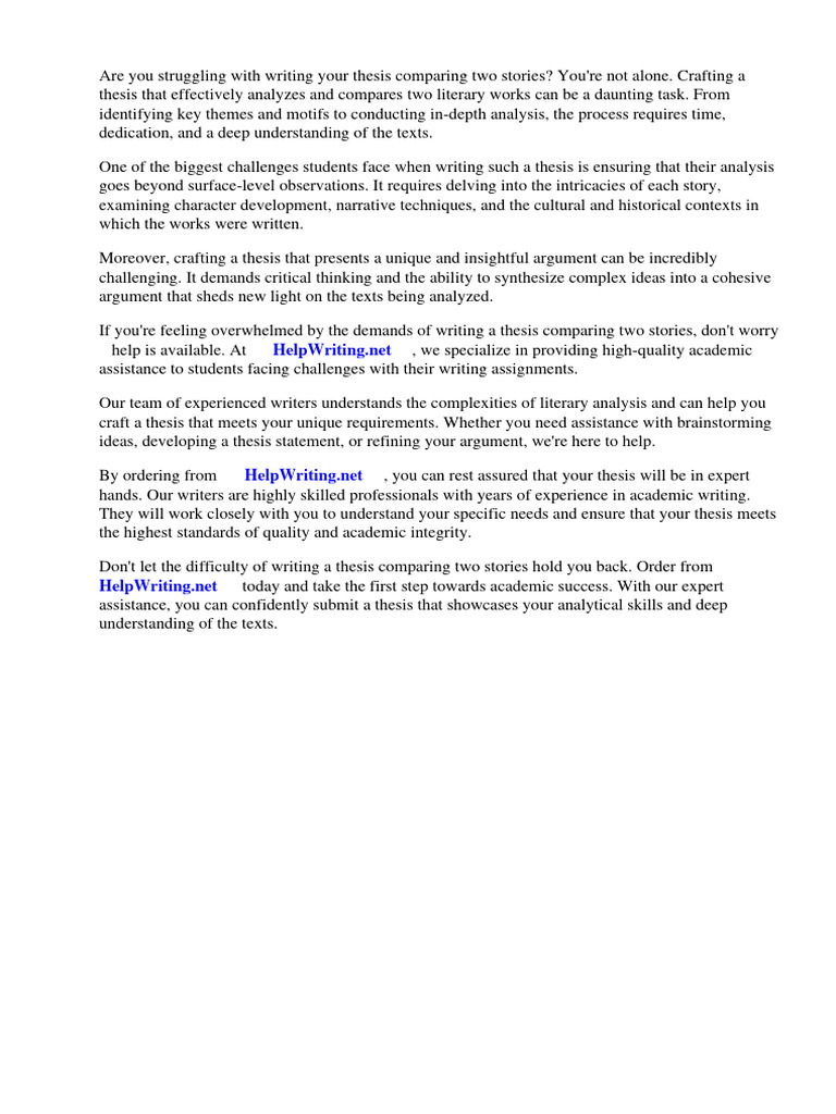 Thesis Comparing Two Stories | Download Free PDF | Essays | Thesis