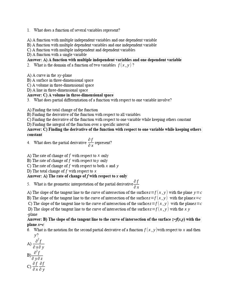 Calculus and Analytical Geometry Mcqs With Answer | PDF | Teaching Methods & Materials | Science ...