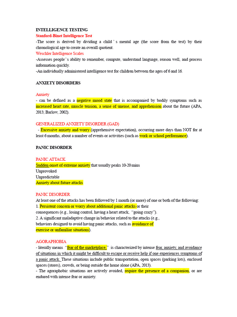Weschler Intelligence Scales: Stanford-Binet Intelligence Test | PDF