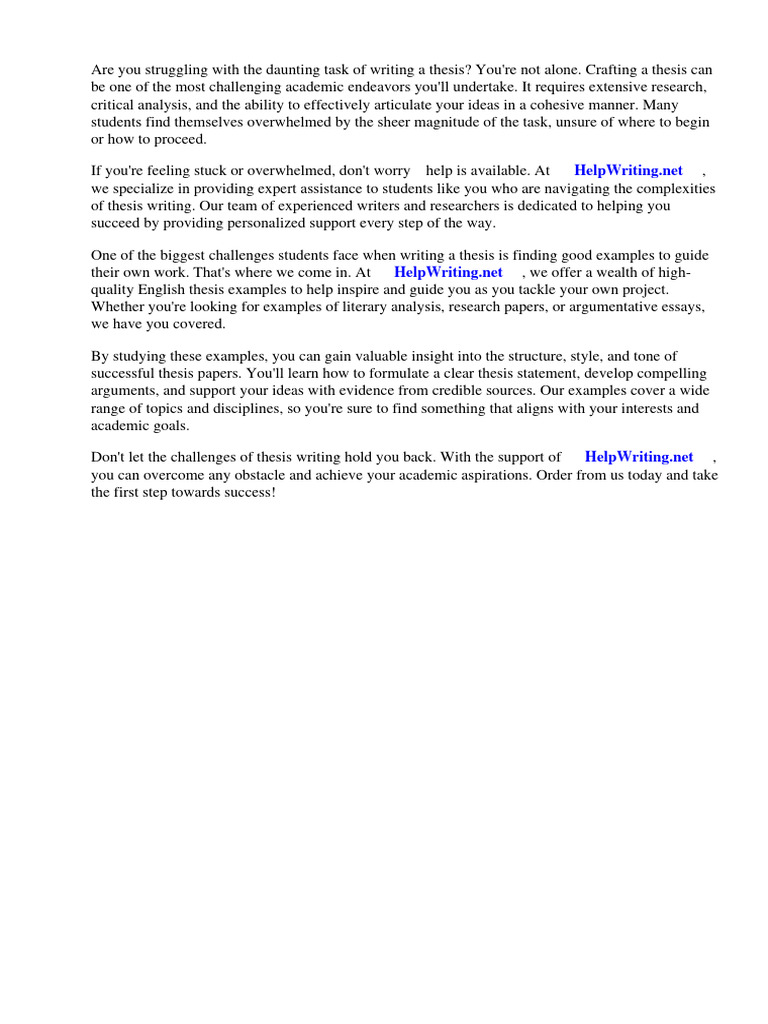 Good English Thesis Examples | PDF