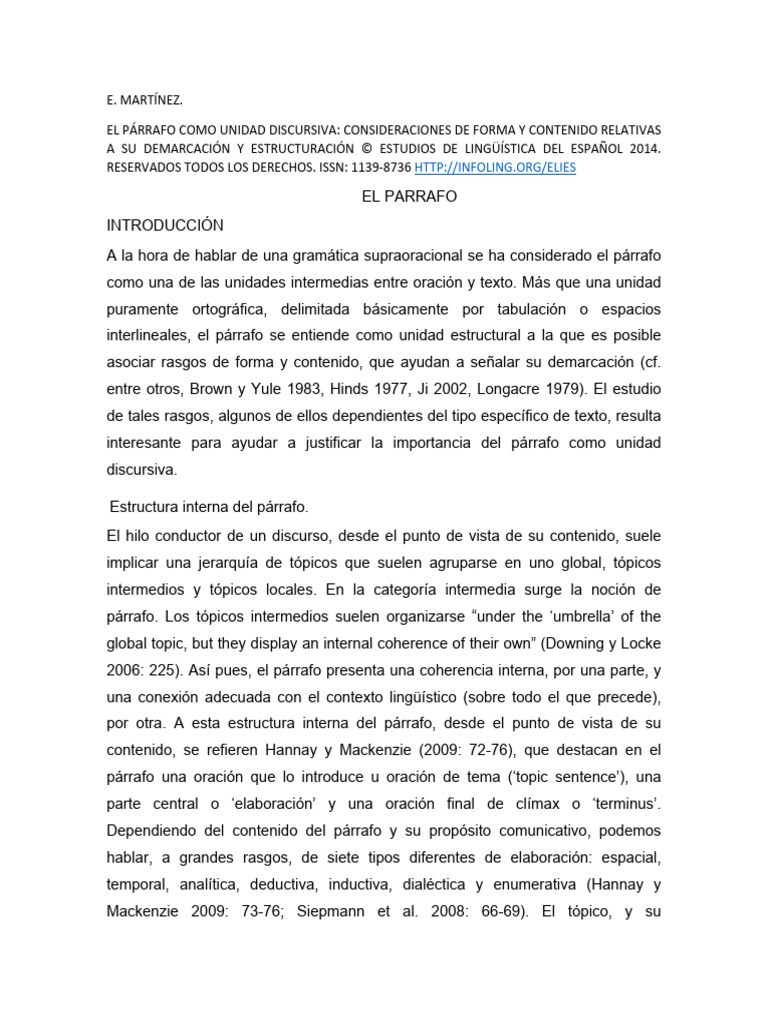 Estructura y función del párrafo en texto | PDF | Oración (Lingüística ...