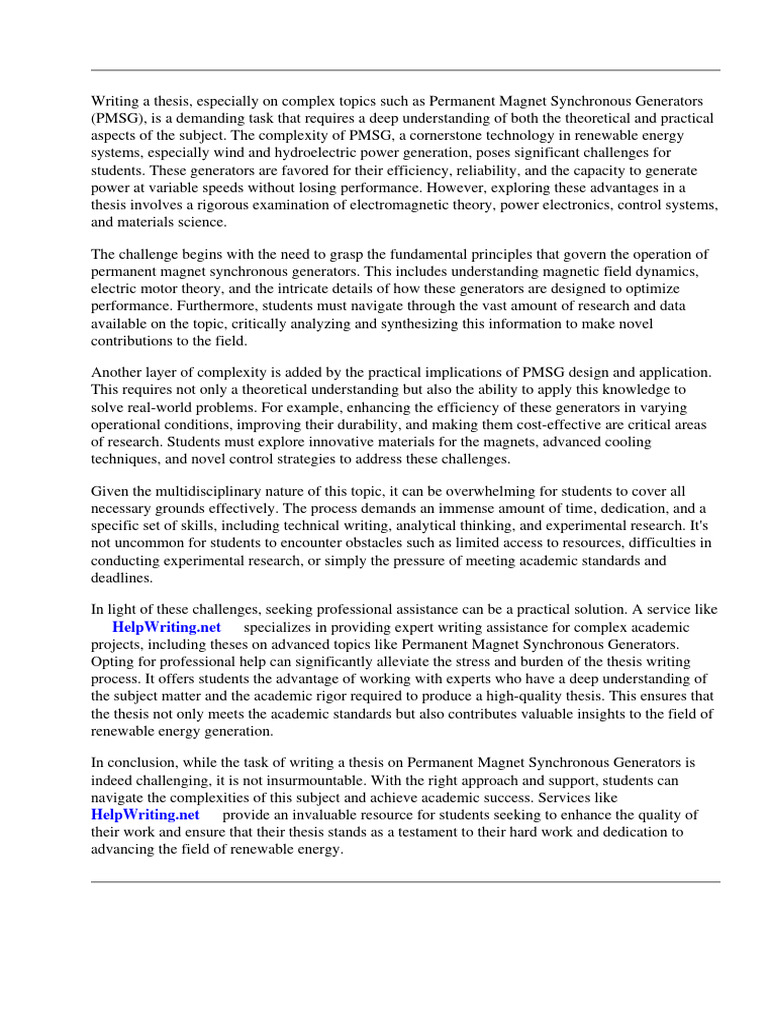 Permanent Magnet Synchronous Generator Thesis Pdf Electric Motor Electric Generator