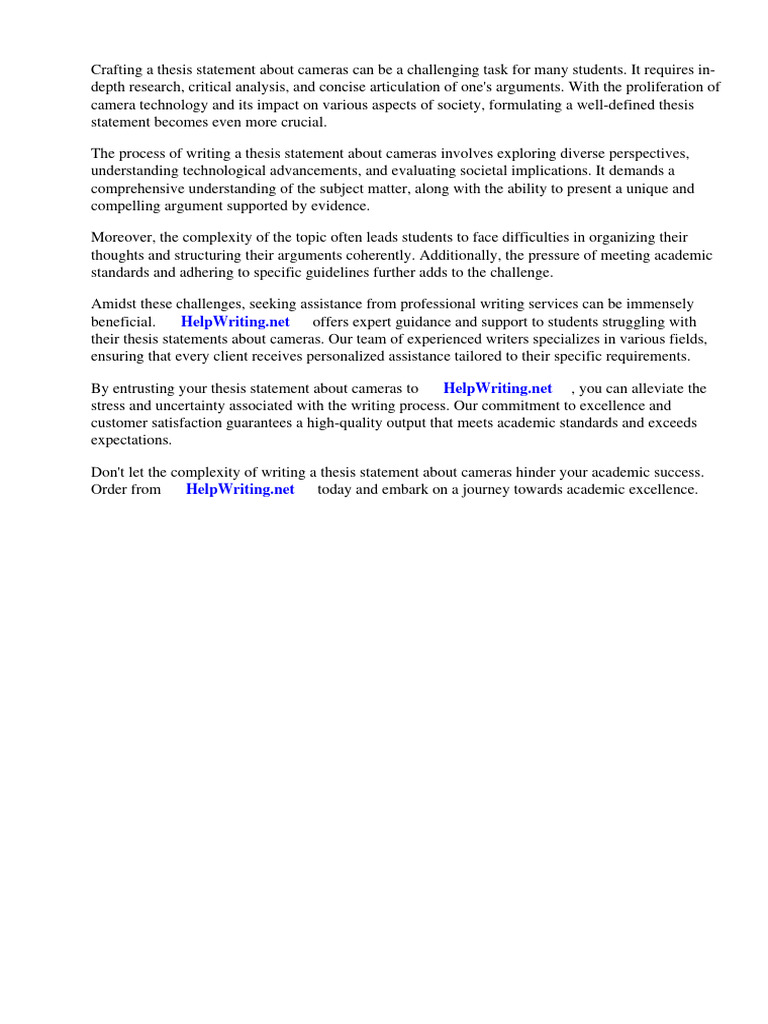 Thesis Statement About Cameras | PDF | Essays | Thesis
