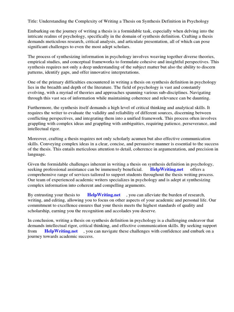 Synthesis Definition Psychology | PDF | Essays | Dialectic