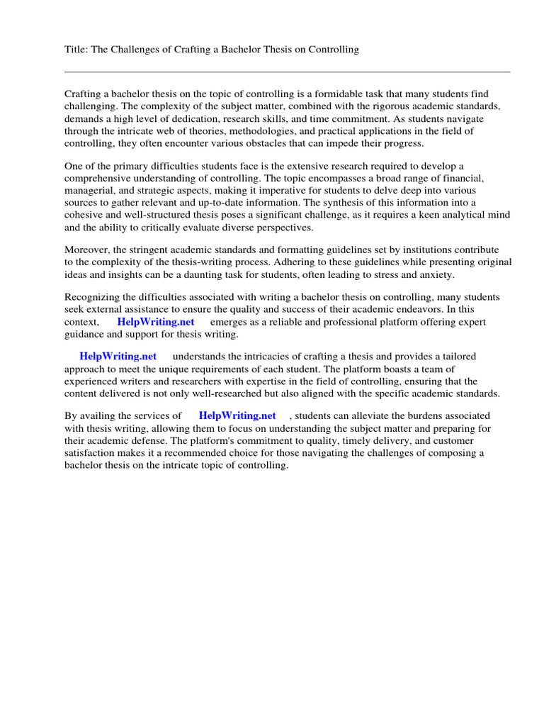 Bachelor Thesis Thema Controlling | PDF | Expert | Thesis