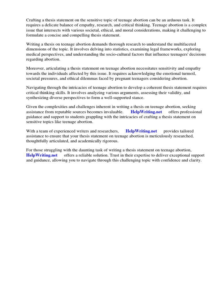 Thesis Statement On Teenage Abortion | PDF | Abortion | Pregnancy