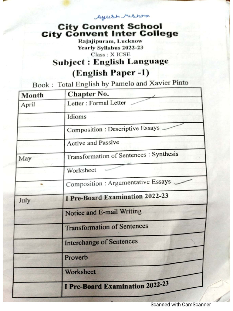 syllabus class 10th | PDF