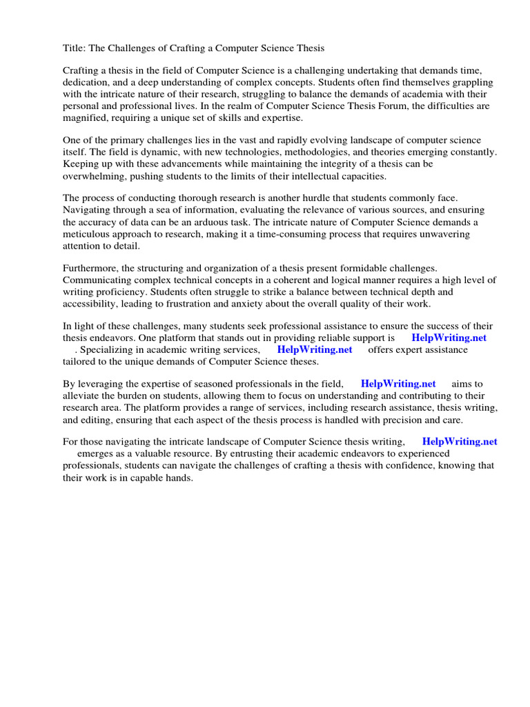 Computer Science Thesis Forum | PDF | Computers