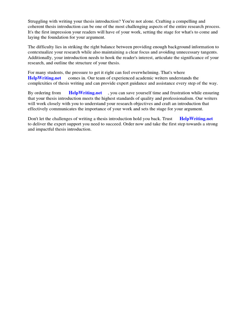 Writing A Thesis Introduction Sample | PDF | Essays | Thesis Writing A Thesis Introduction Sample | PDF | Essays | Thesis