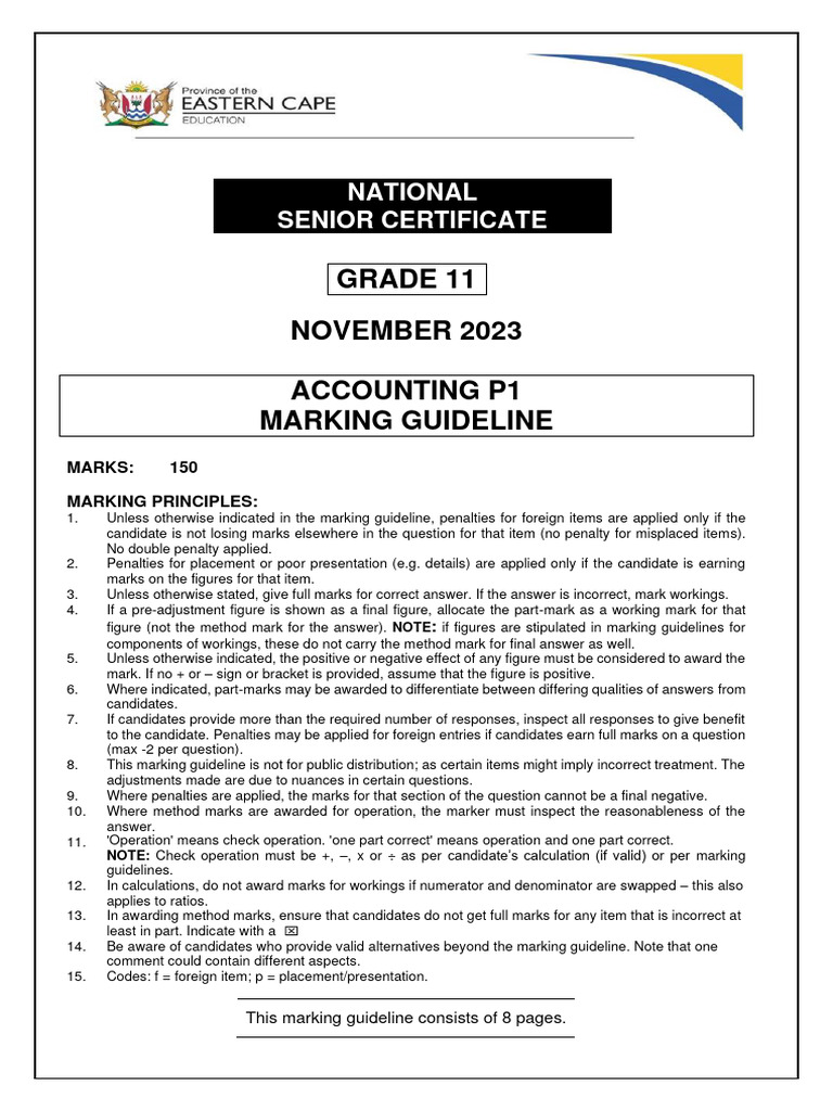 ACCOUNTING P1 GR11 MEMO NOVEMBER 2023 - English | PDF | Equity (Finance ... ACCOUNTING P1 GR11 MEMO NOVEMBER 2023 - English | PDF | Equity (Finance ...
