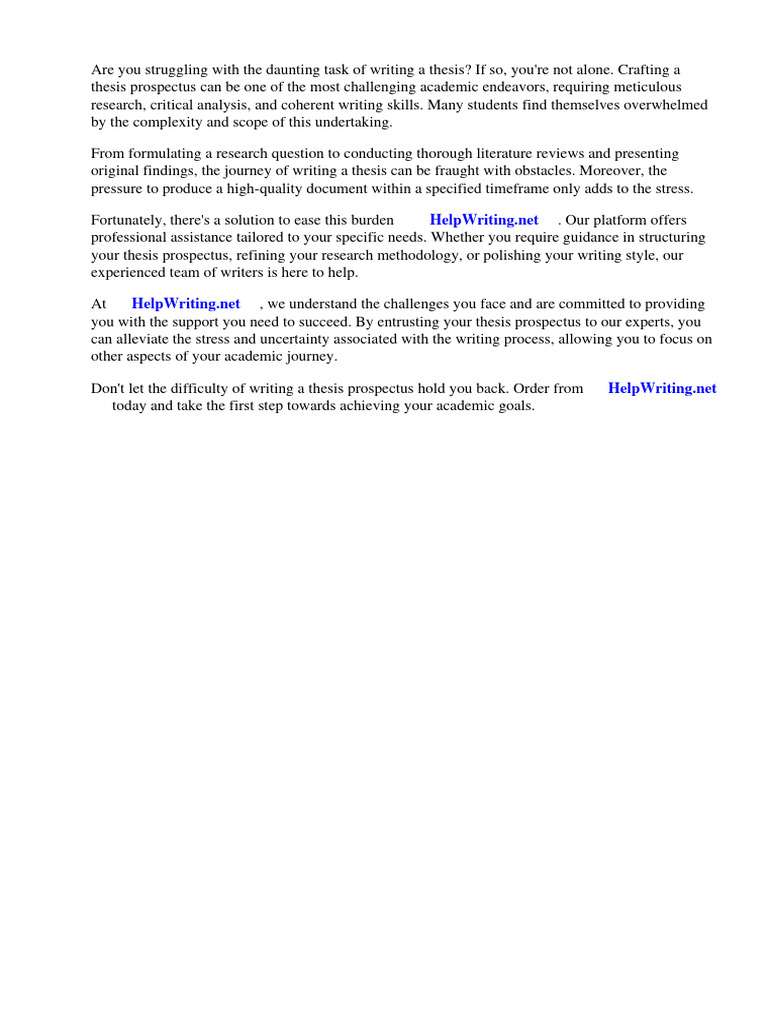 Thesis Prospectus Samples | PDF