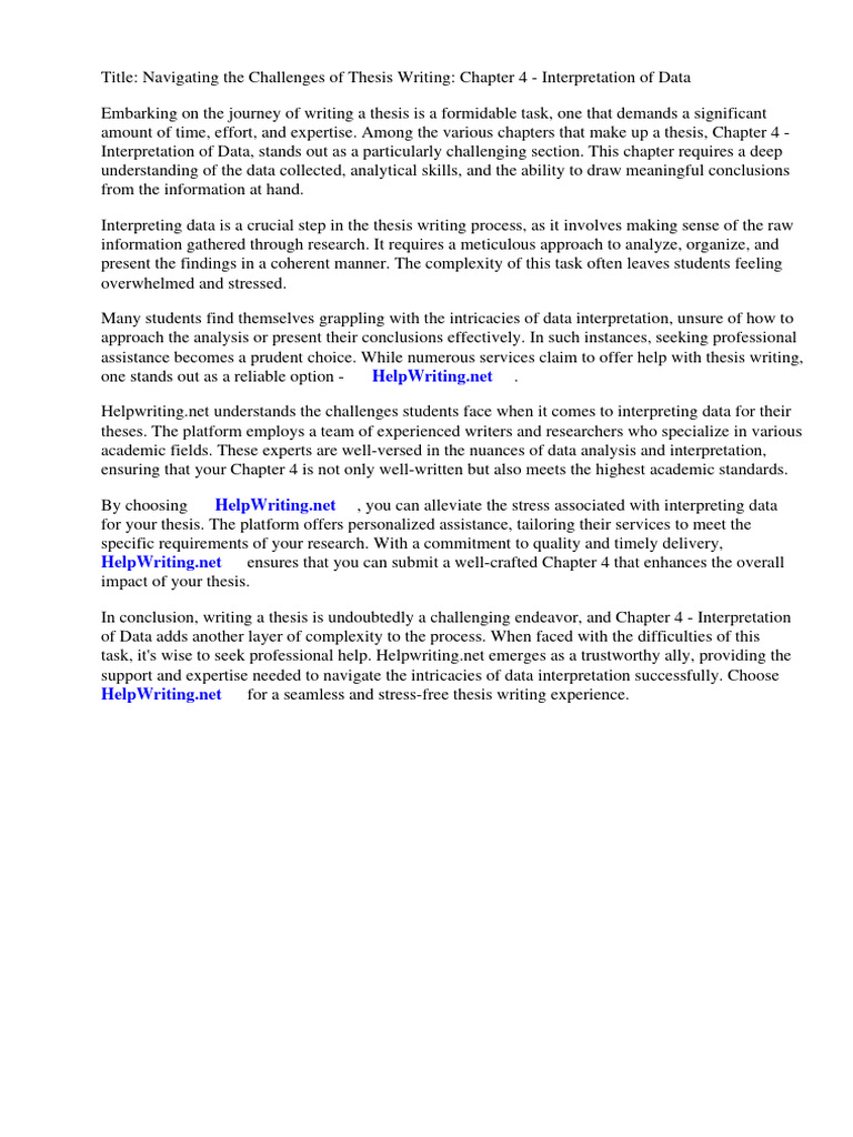 Chapter 4 Thesis Interpretation of Data | PDF Chapter 4 Thesis Interpretation of Data | PDF