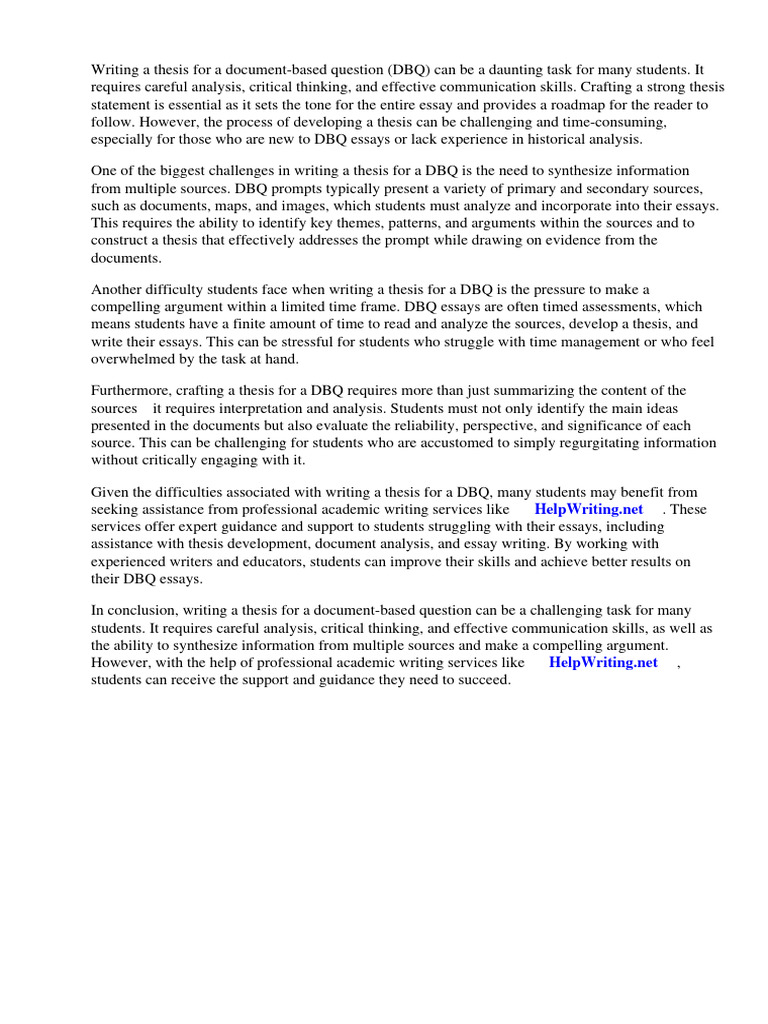 How To Write A Thesis For A Document Based Question | PDF | Essays | Thesis