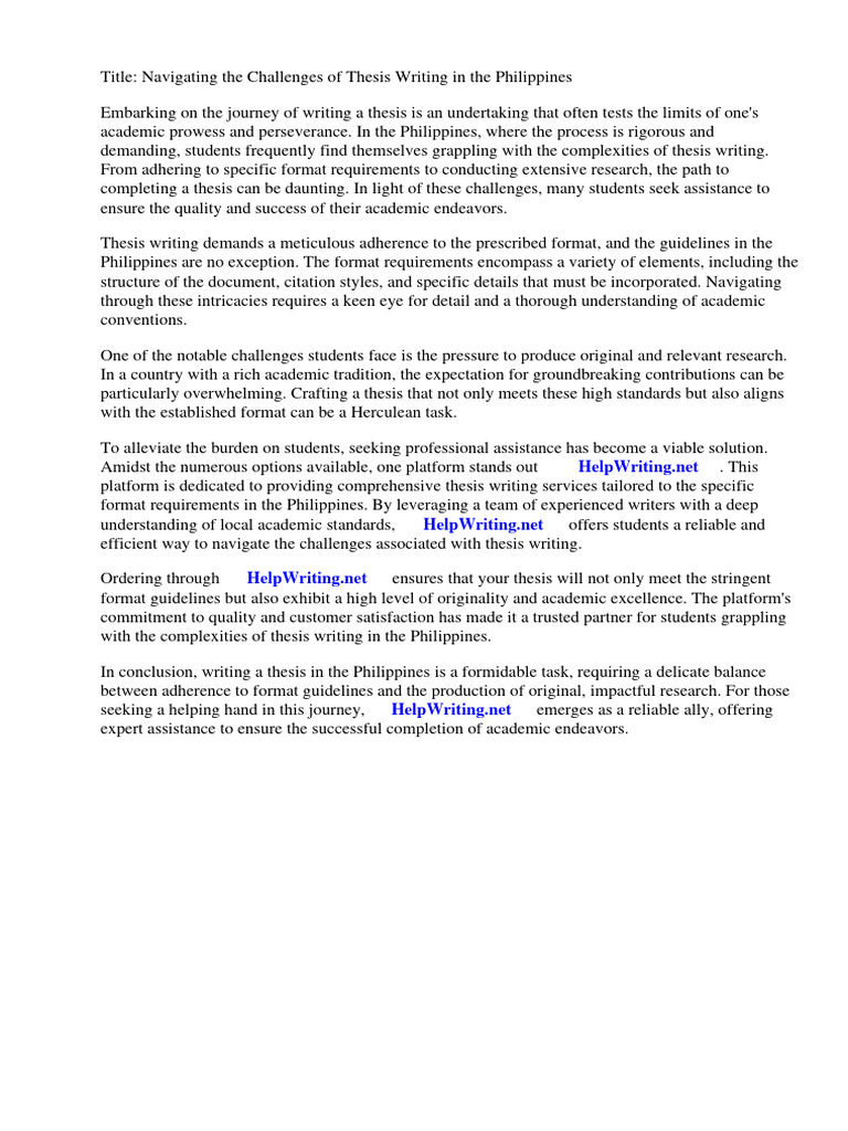 Thesis Format Philippines | PDF