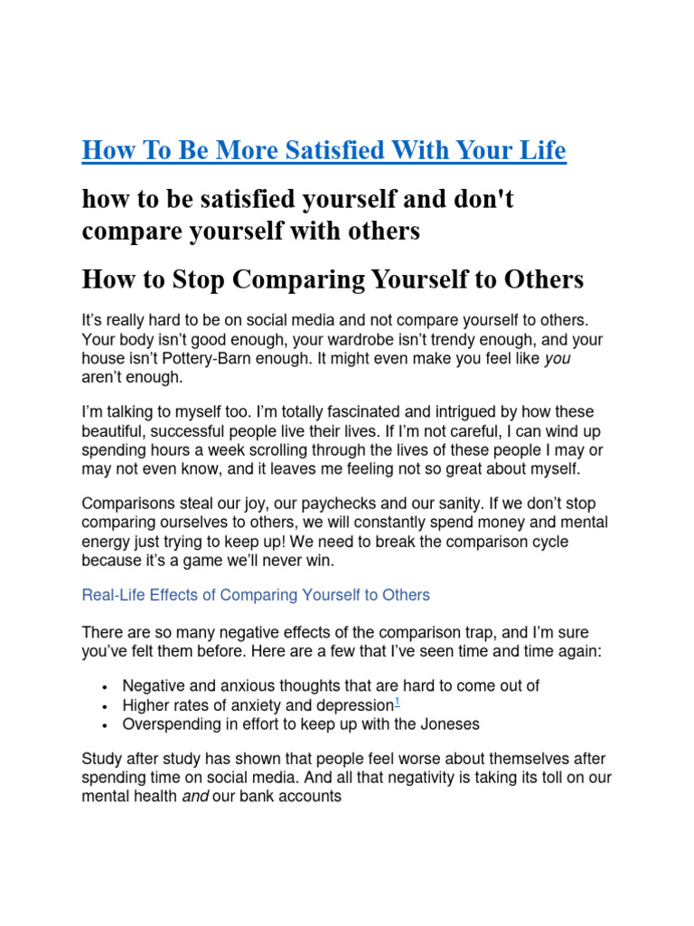 How To Be More Satisfied With Your Life2 | PDF | Contentment | Social Media