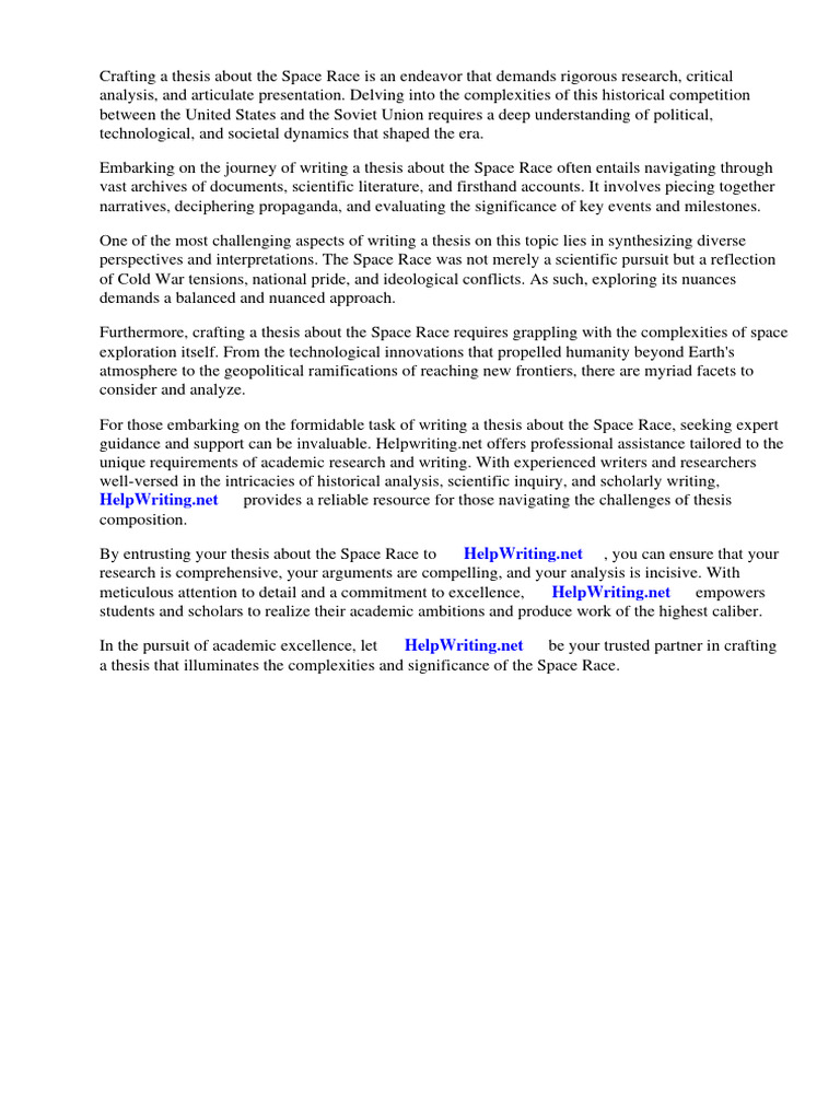 Thesis About Space Race | PDF | Space Race | Apollo 11