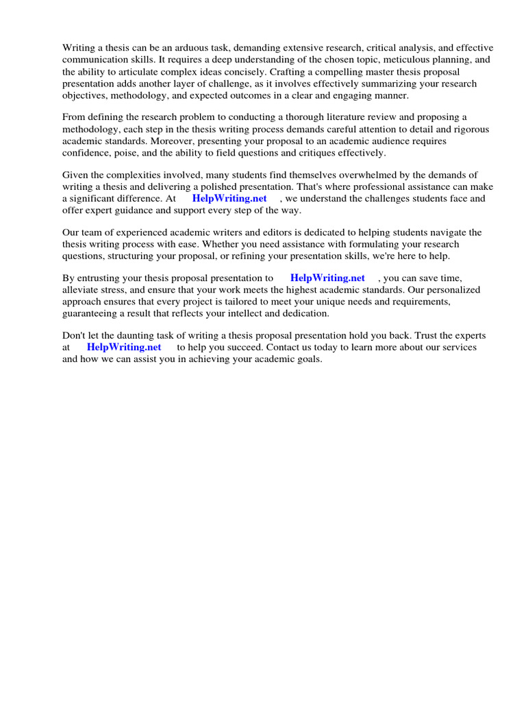 Presentation For Master Thesis Proposal | PDF | Thesis | Microsoft Power Point