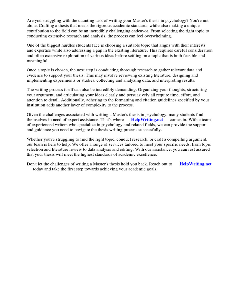 Masters Thesis Topics Psychology | PDF | Psychology | Thesis