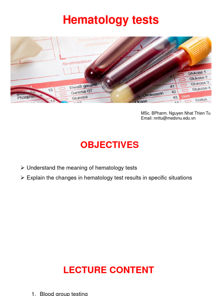 Hematology Tests - G I SV | PDF | Blood Type | Anemia