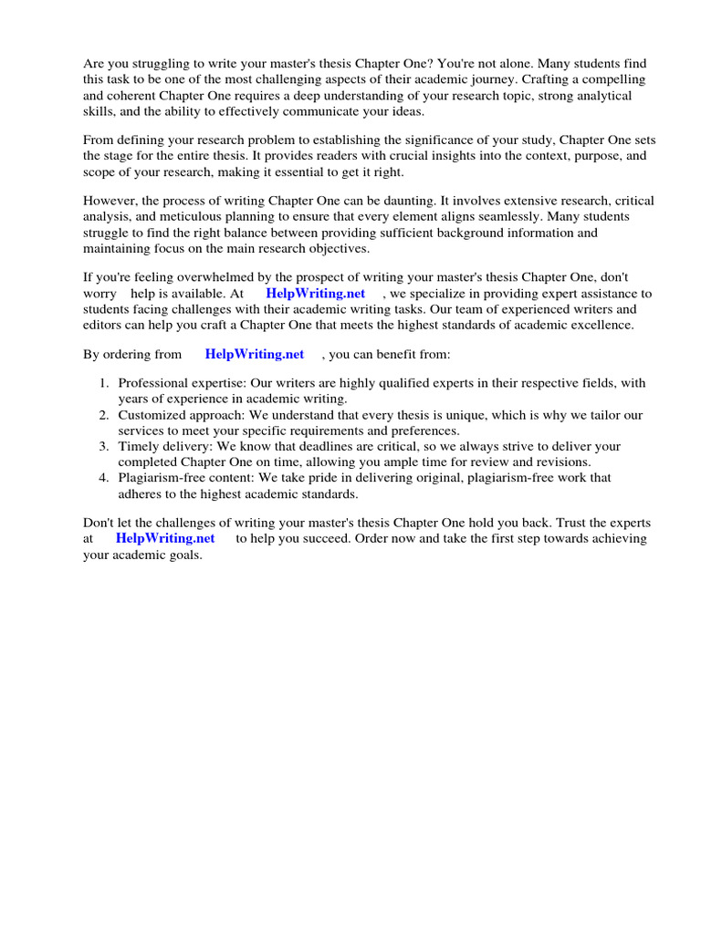 Master Thesis Chapter One | PDF | Thesis | Essays