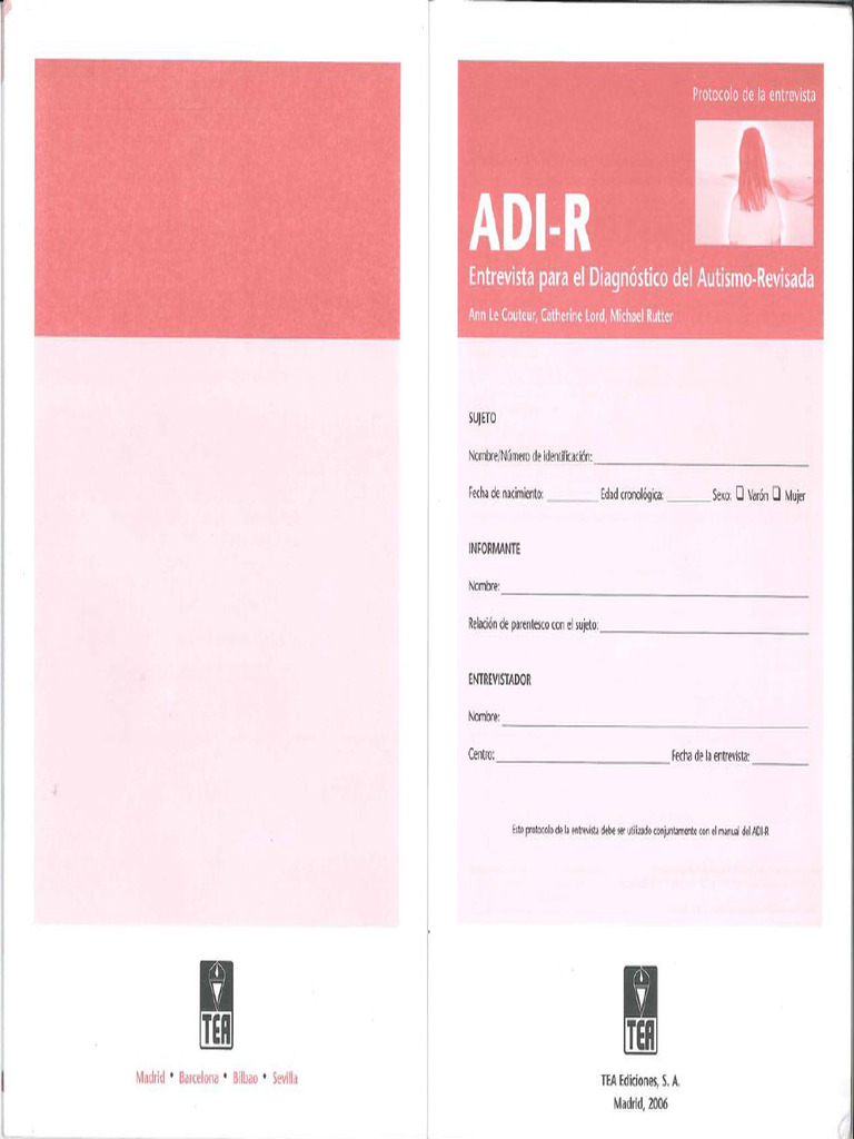 Adir Protocolo Entrevista Autismo 3 | PDF