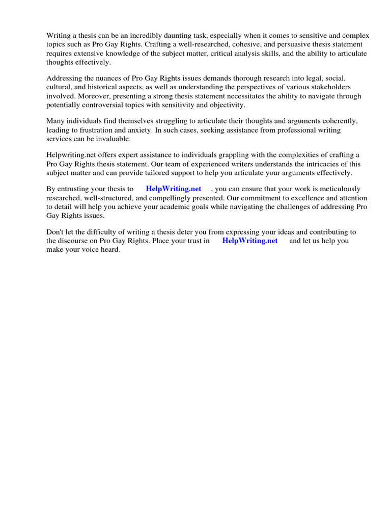Crafting a Pro Gay Rights Thesis Statement | PDF | Homosexuality | Same ...