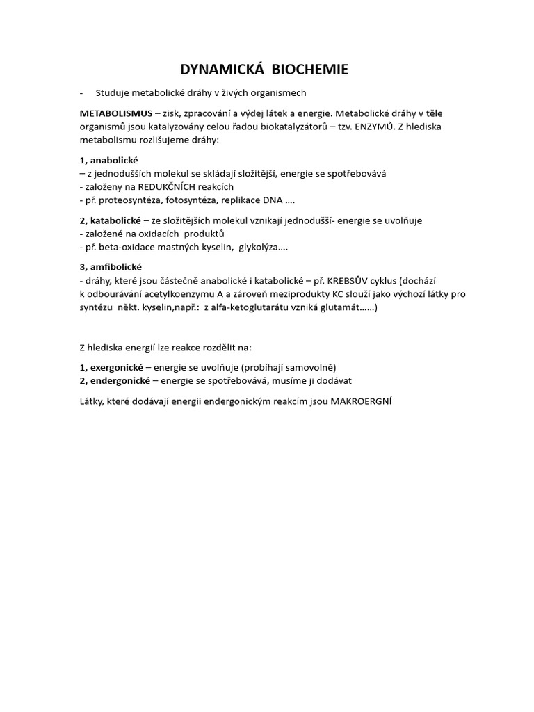 Dynamická Biochemie | PDF