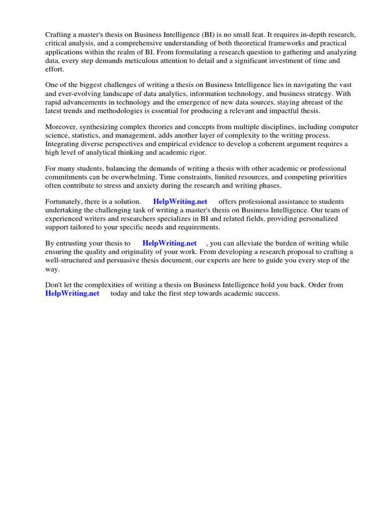 Master Thesis On Business Intelligence | PDF