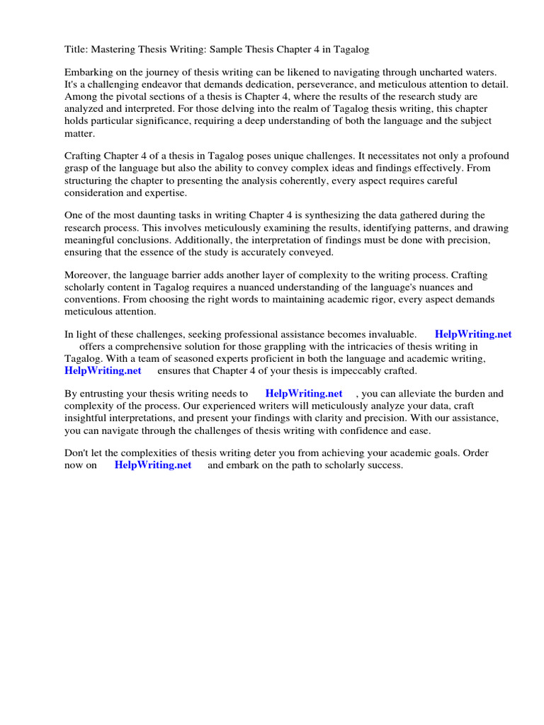 Sample Thesis Chapter 4 Tagalog | PDF | Tagalog Language | Thesis