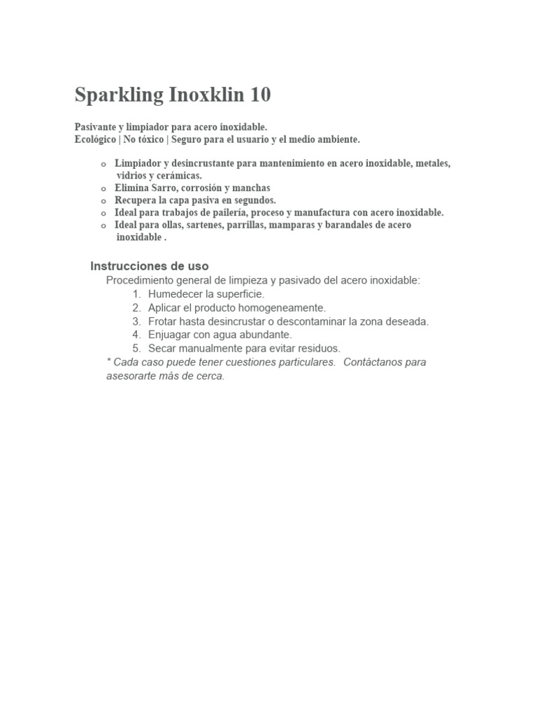 Sparkling Inoxklin 10 | PDF