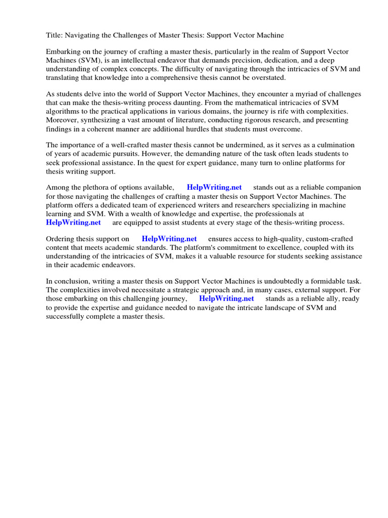 Master Thesis Support Vector Machine | PDF | Support Vector Machine | Algorithms