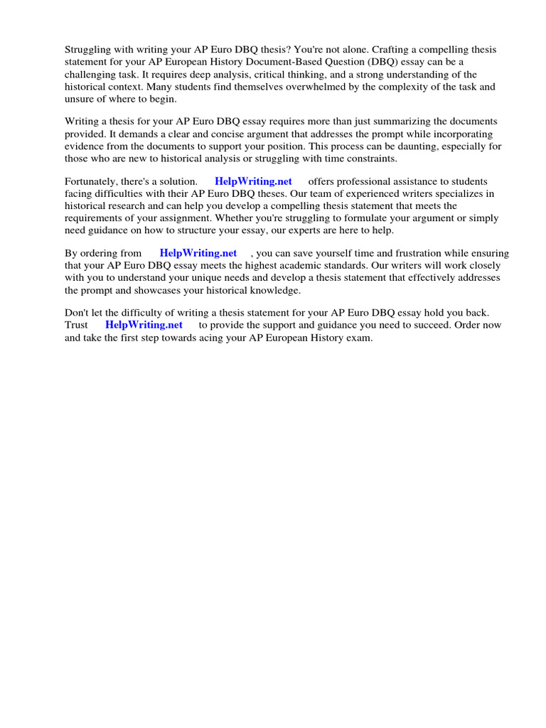 AP Euro DBQ Thesis | PDF | Advanced Placement | Essays