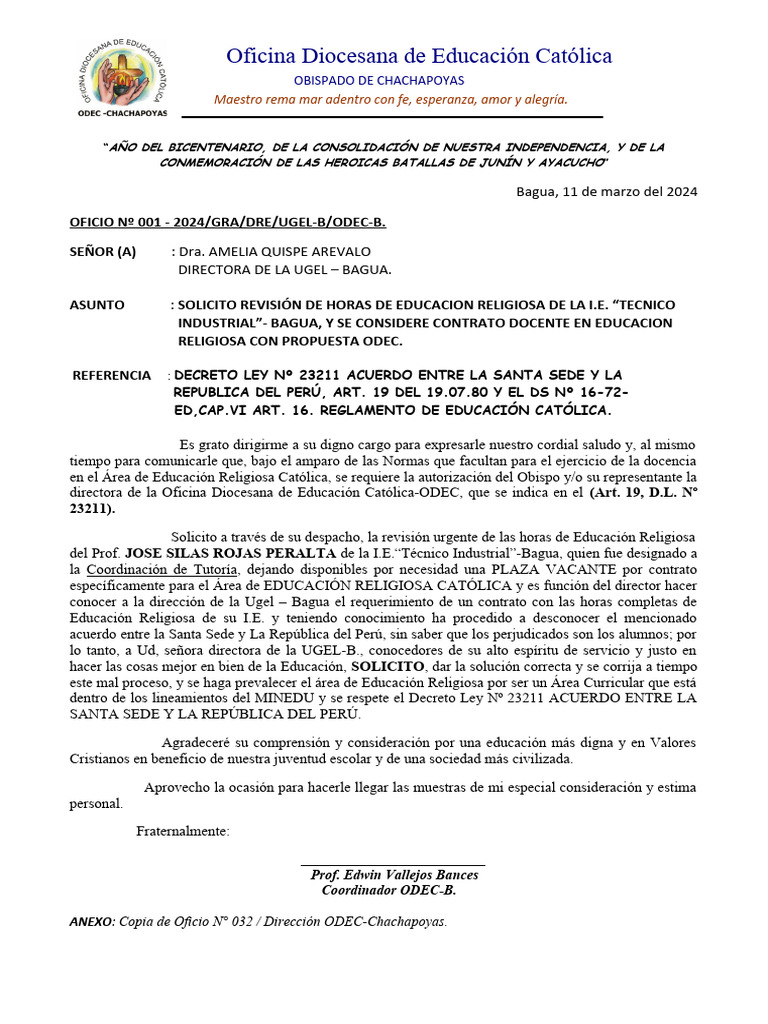 Oficio para La Ugel | PDF | Perú