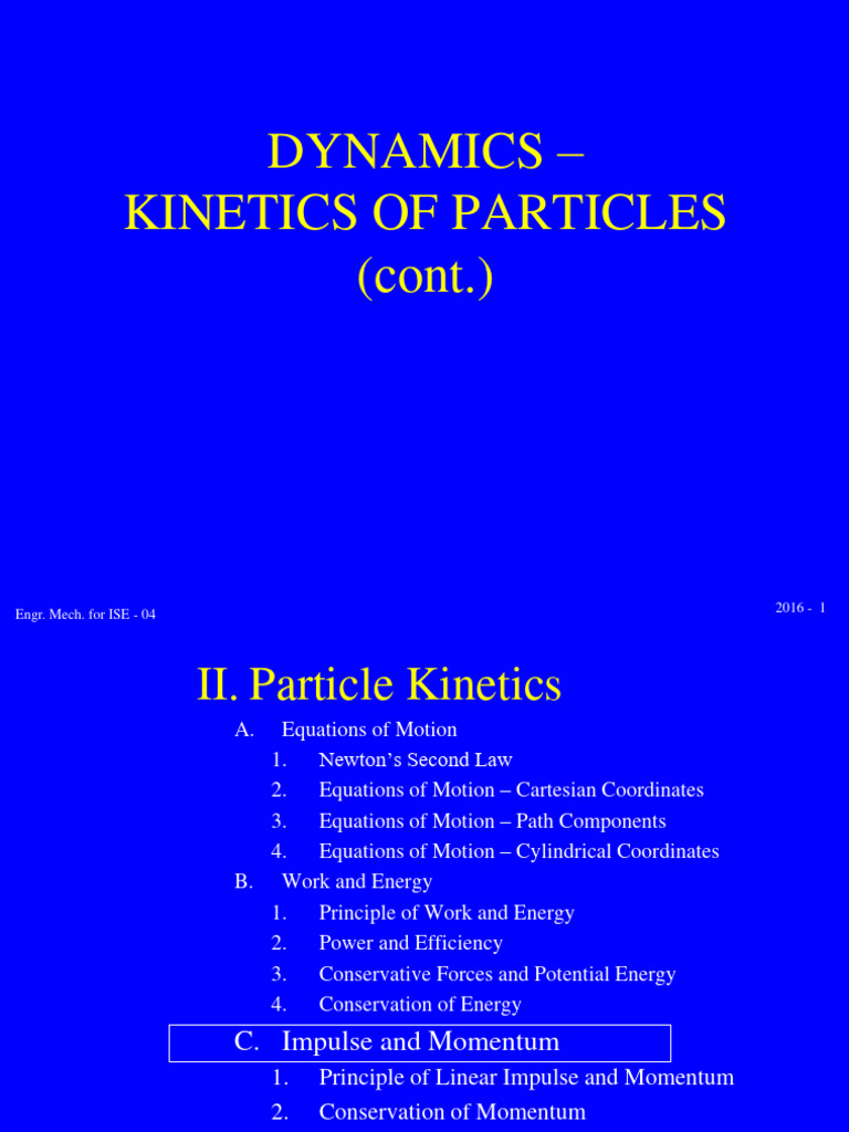Particle Kinetics Overview | PDF | Momentum | Equations Of Motion