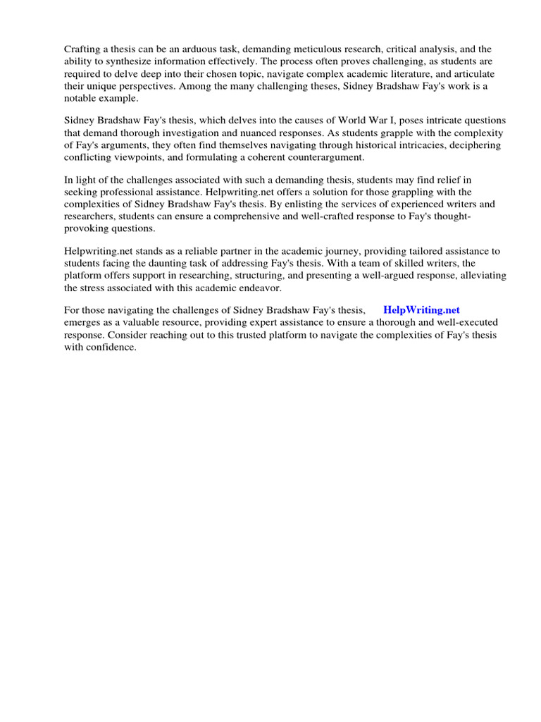 Sidney Bradshaw Fay Thesis Answers | PDF