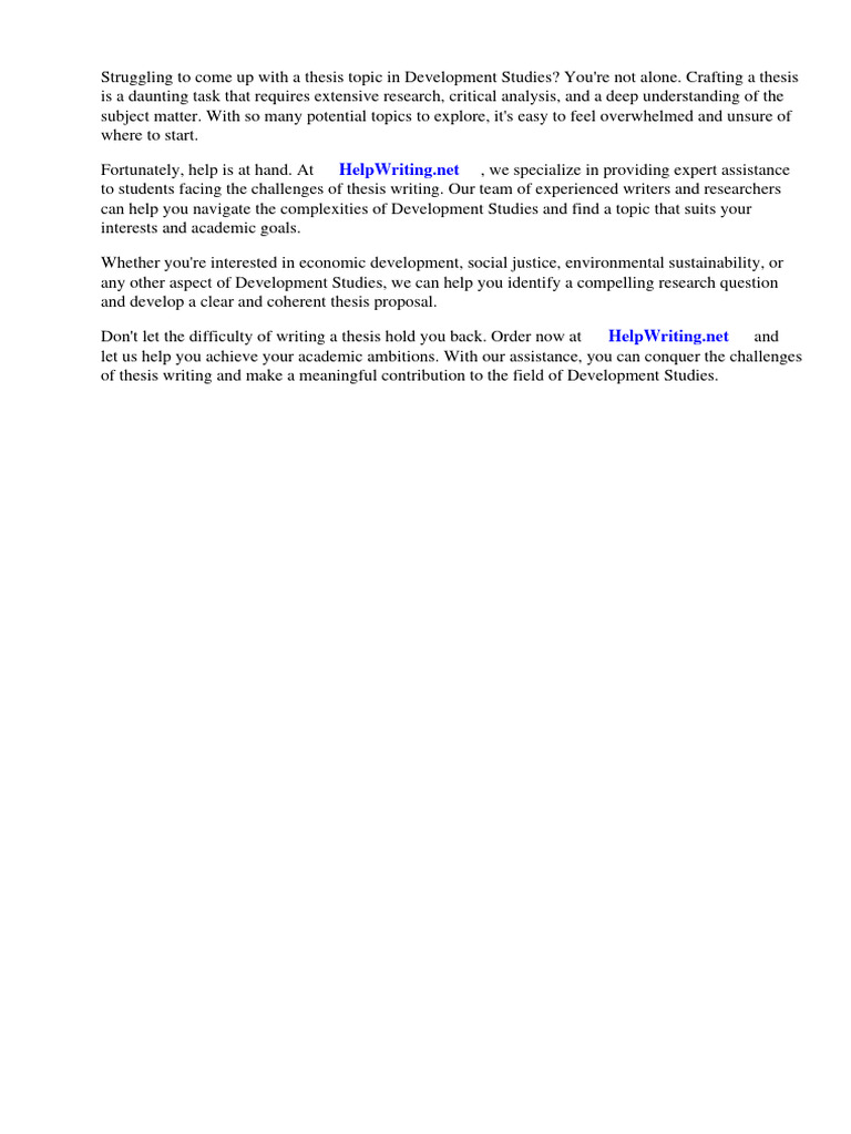 List of Thesis Topics in Development Studies | PDF | Thesis | Growth Medium