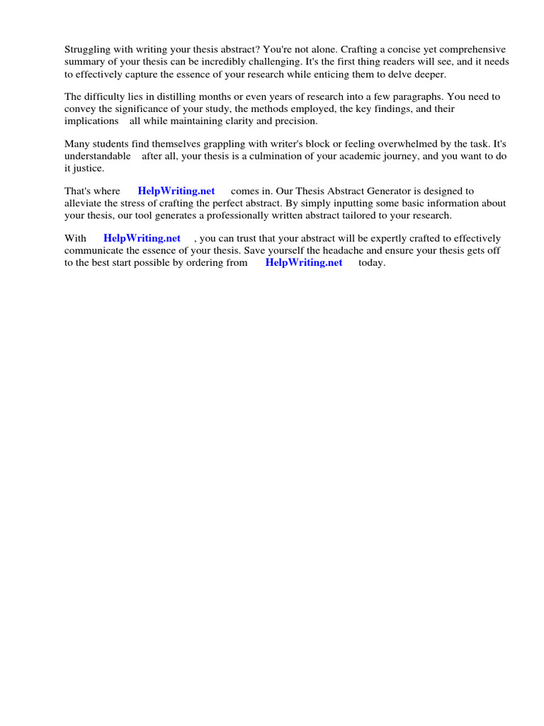 Thesis Abstract Generator | PDF | Thesis | Abstract (Summary)