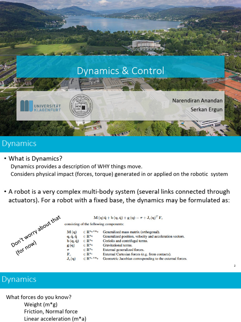 Lec6-Dynamics Control | PDF | Control Theory | Force