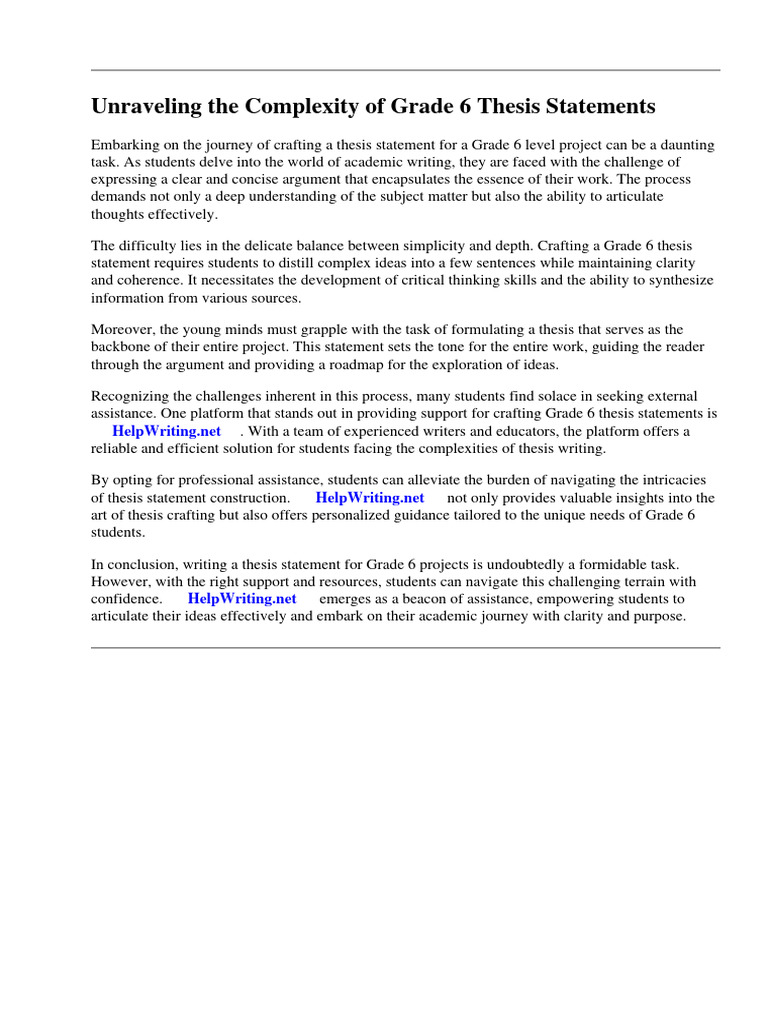 Grade 6 Thesis Statements | PDF | Essays | Thesis
